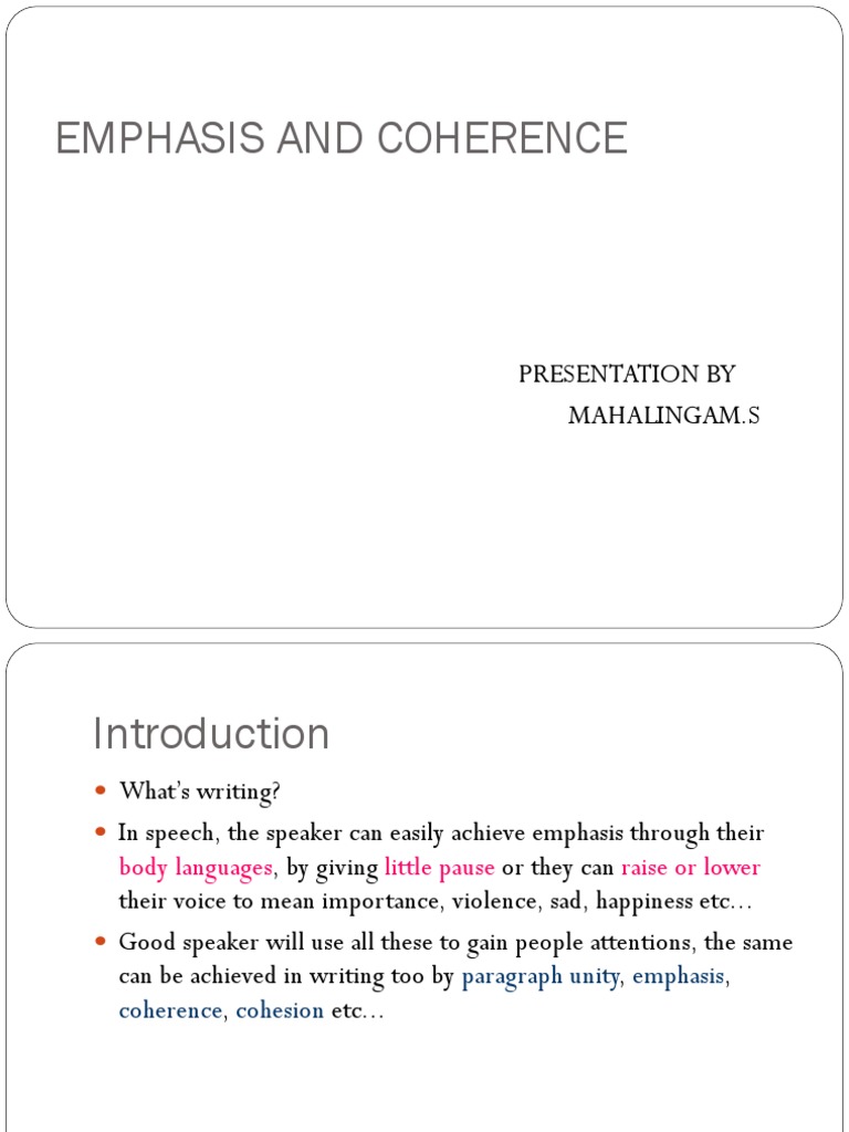 Emphasis and Coherence | PDF | Paragraph | Sentence (Linguistics)