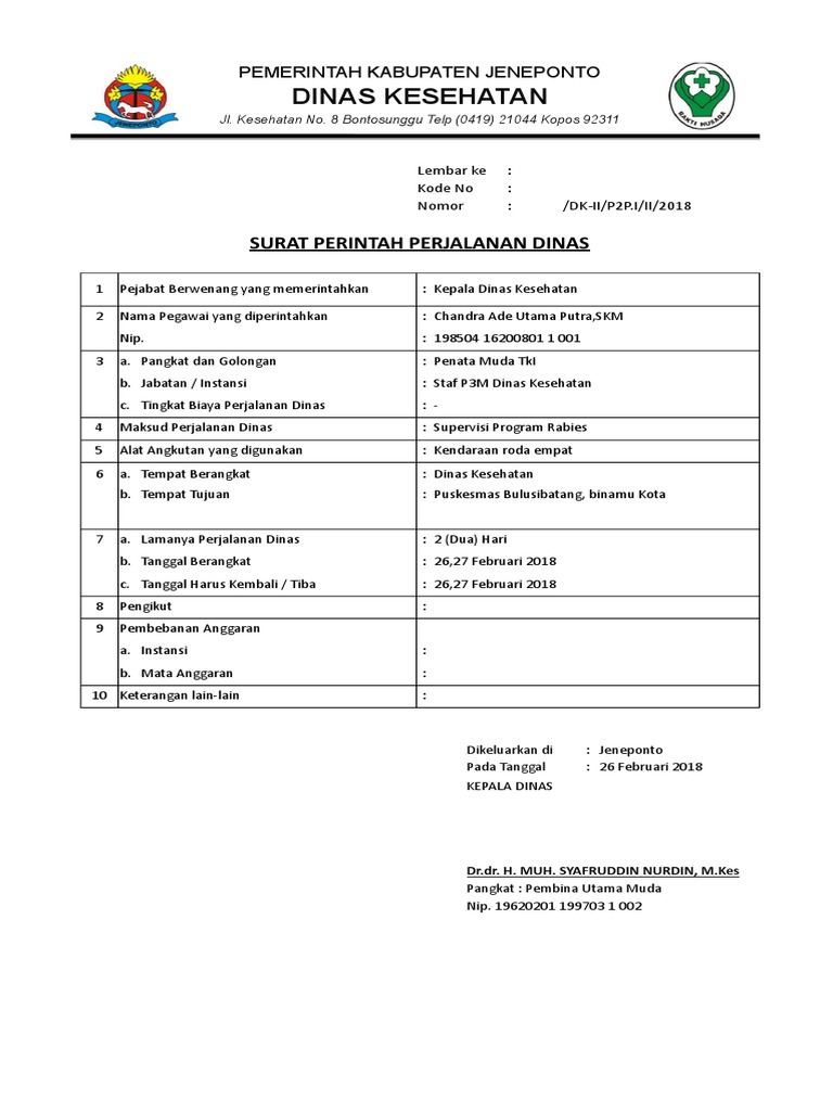 SPPD Lengkap Nama Nama Kapus | PDF