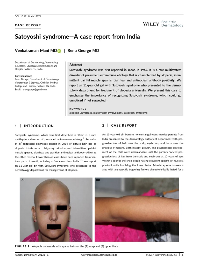 Satoyoshi Syndrome - A Case Report From India: Venkatraman Mani MD ...