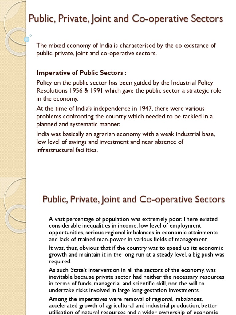 Public Private Joint and Co Operative Sectors | PDF | Cooperative ...