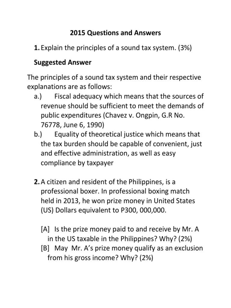 2015 Questions and Answers | PDF | Double Taxation | Income Tax