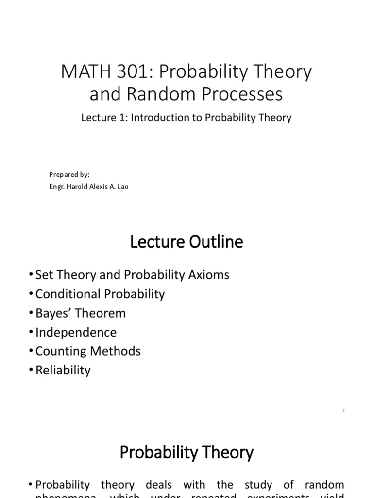 MATH 301 Lecture 1 | PDF | Probability Theory | Set (Mathematics)