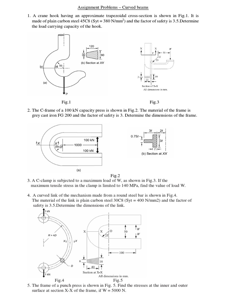 1.assignment Problems-Curved Beams | PDF