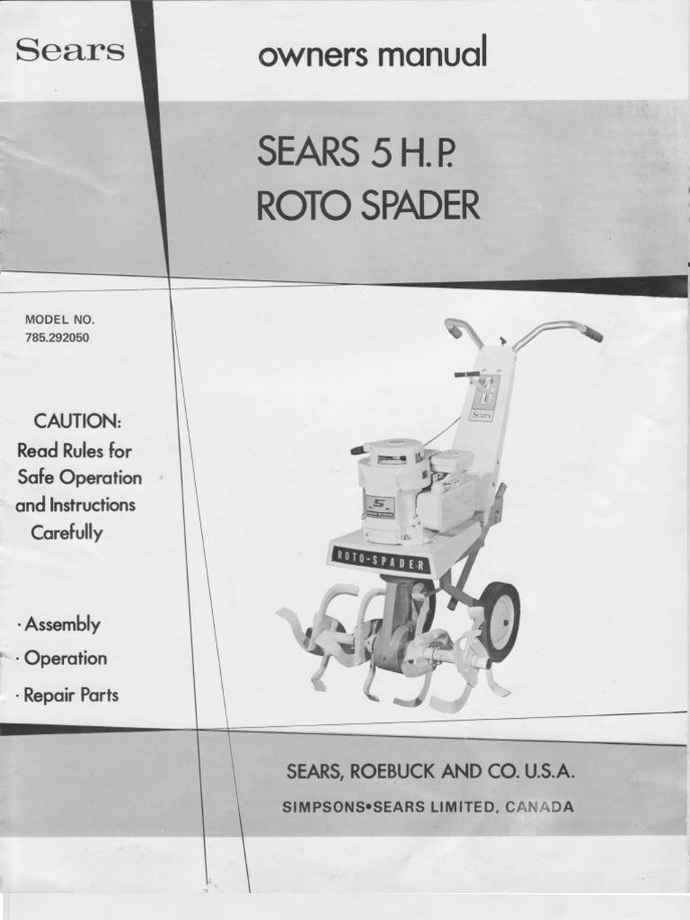 Sears Roto Tiller | PDF | Tillage | Mechanical Engineering