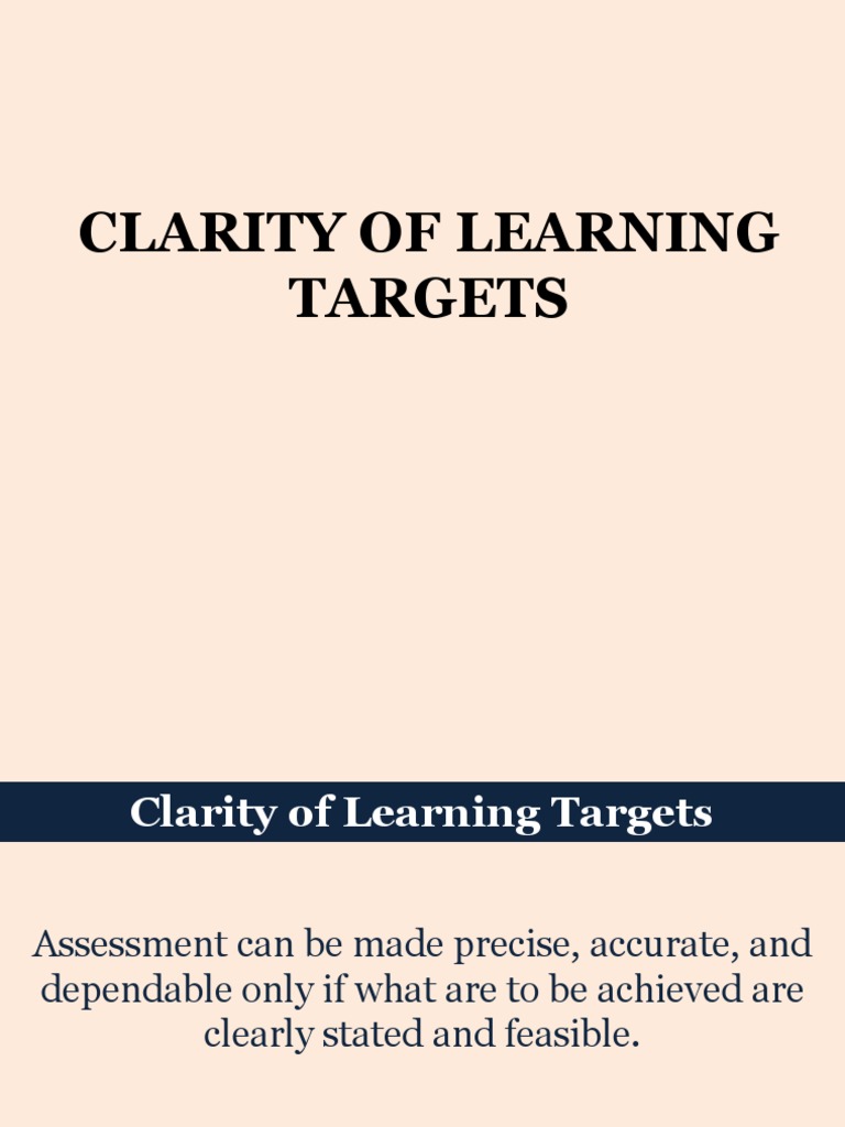 Lesson 3 - Clarity of Learning Targets | Concept | Cognition