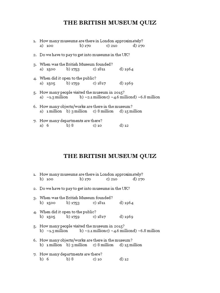 The British Museum Quiz | PDF