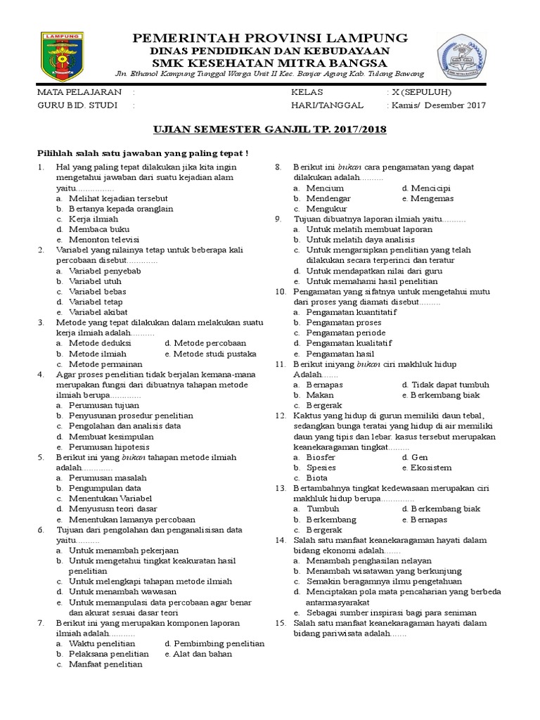 Contoh Format Soal | PDF