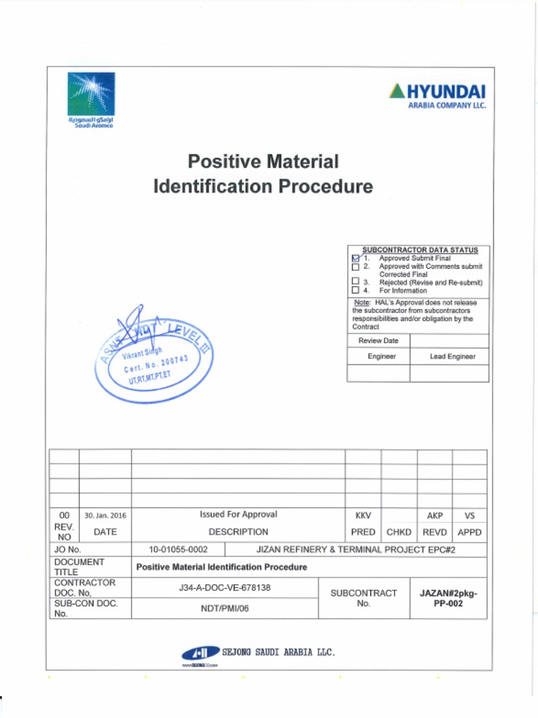 j34 A Doc Ve 678138 Pmi Procedure | PDF | Nondestructive Testing | Pipe ...
