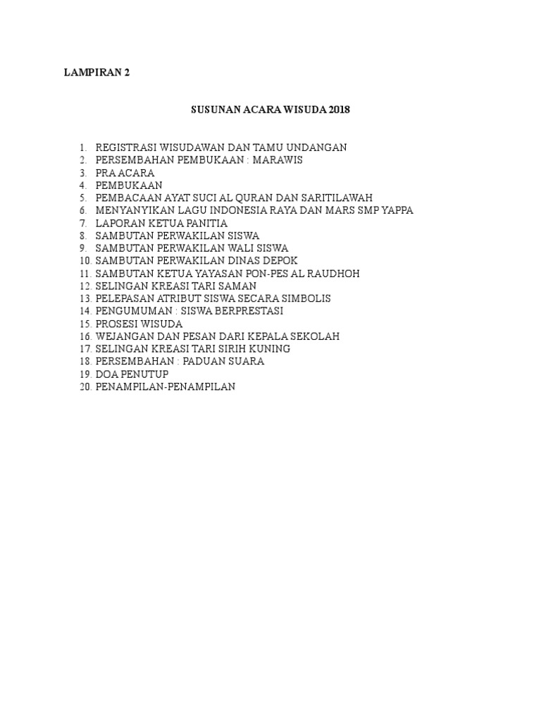 Susunan Acara Wisuda SMP | PDF
