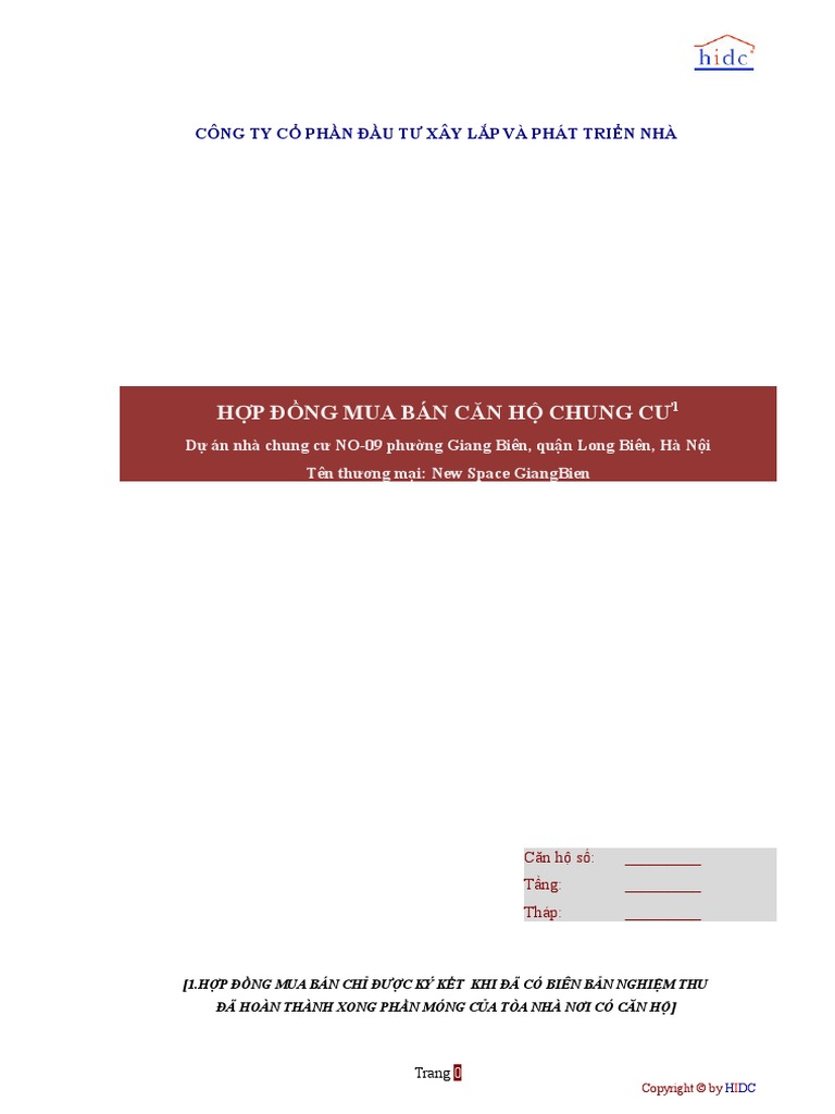 Hop Dong Mua Ban Can Ho b1402 | PDF