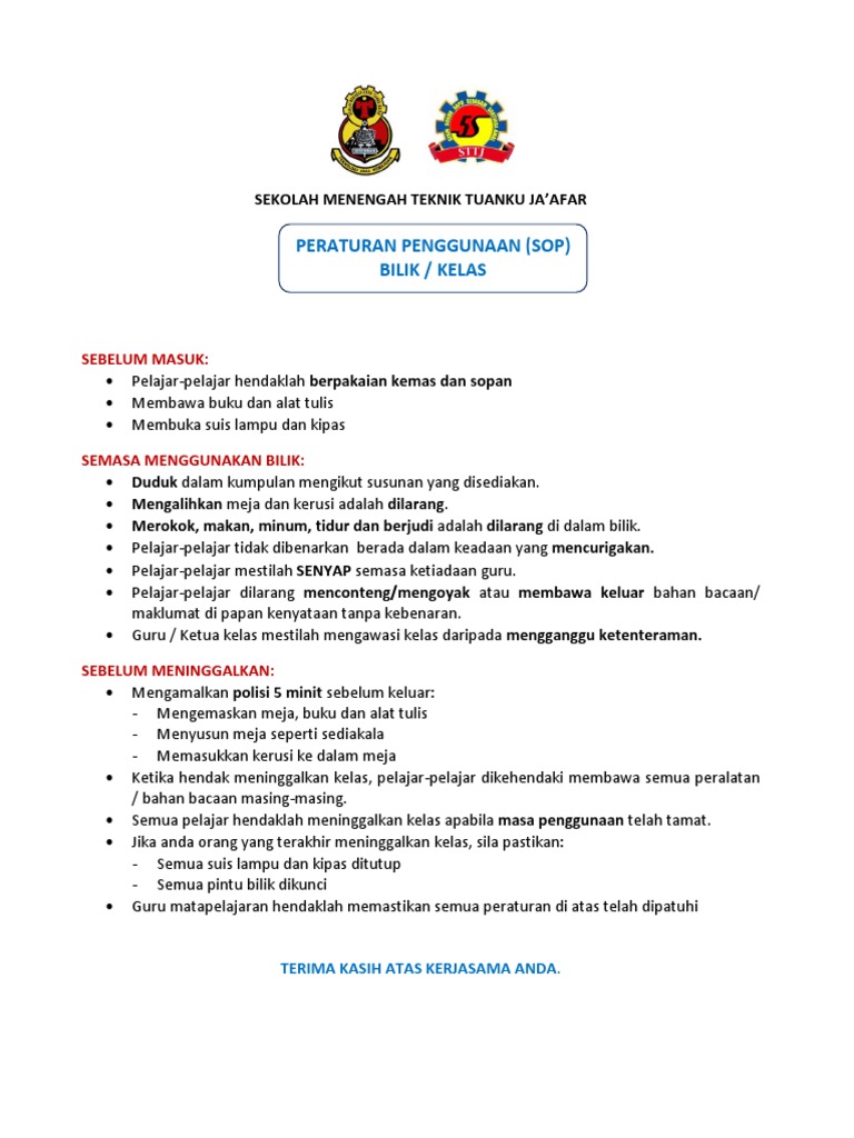 Sop 5s - Penggunaan Bilik, Tandas Dan Stor 2018 | PDF