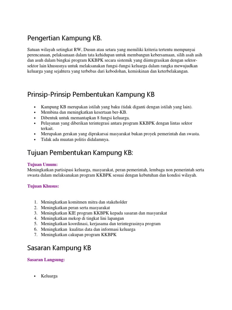 Pengertian Kampung KB | PDF