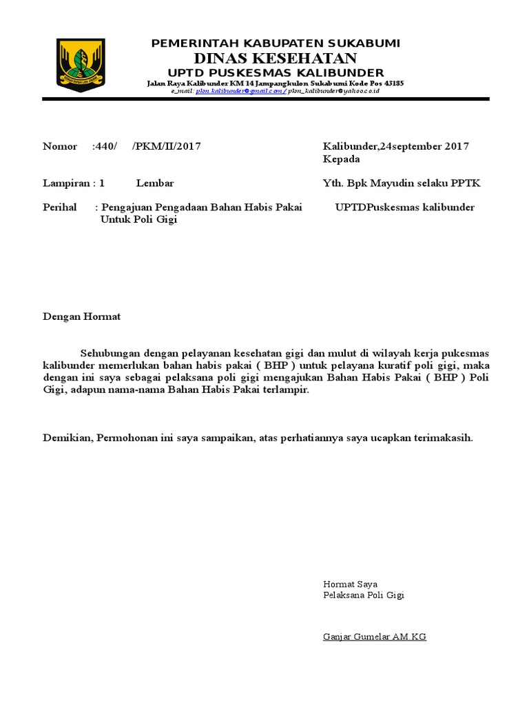 Pengajuan BHP Poli Gigi | PDF
