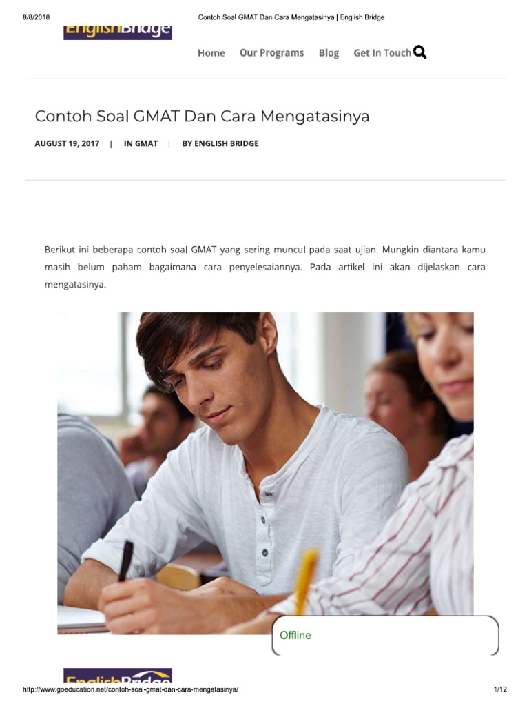Contoh Soal GMAT Dan Cara Mengatasinya - English Bridge PDF | PDF
