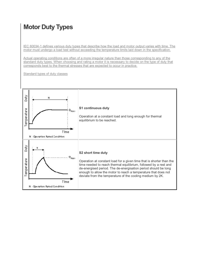 Motor Duty Types | PDF | Thermodynamic Equilibrium | Temperature