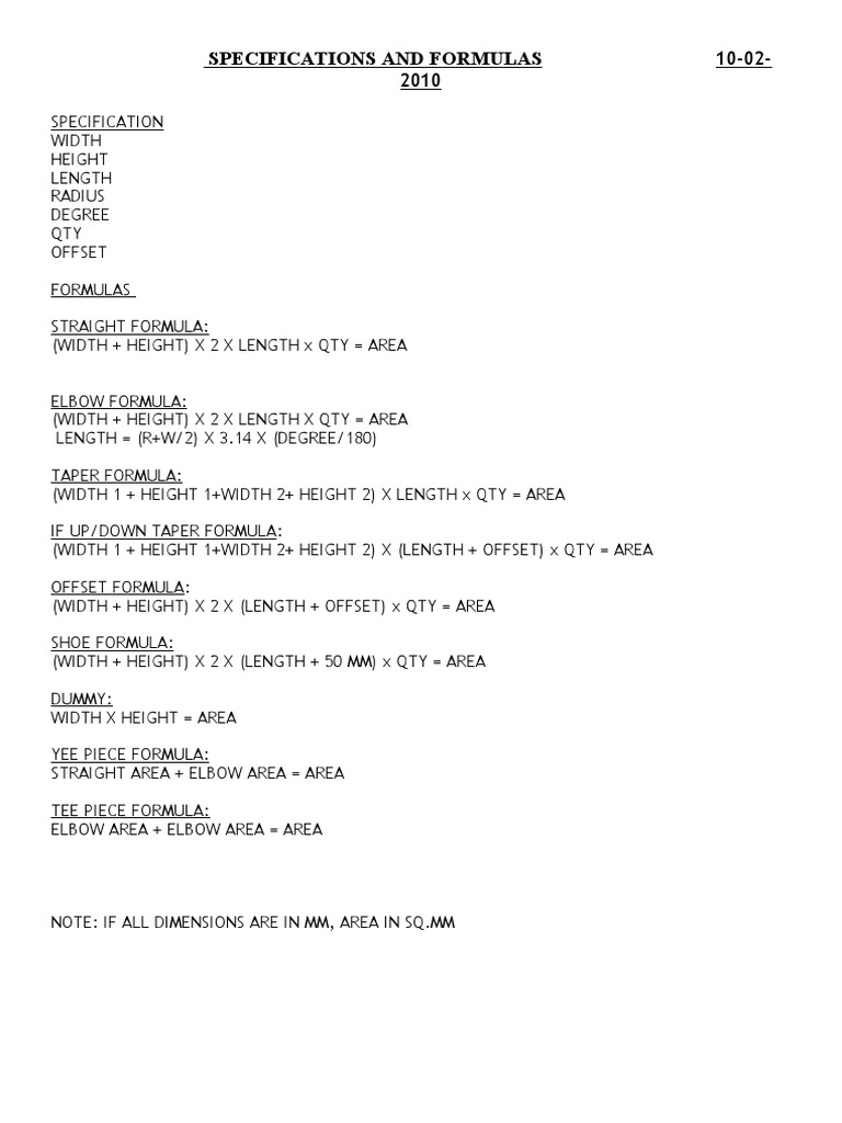 Area Cal Formulas | PDF | Geometry | Teaching Mathematics
