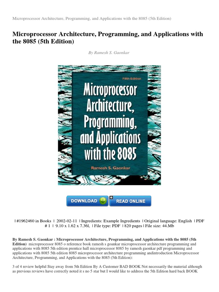 8085 Microprocessor by Ramesh Gaonkar | PDF | Microprocessor ...