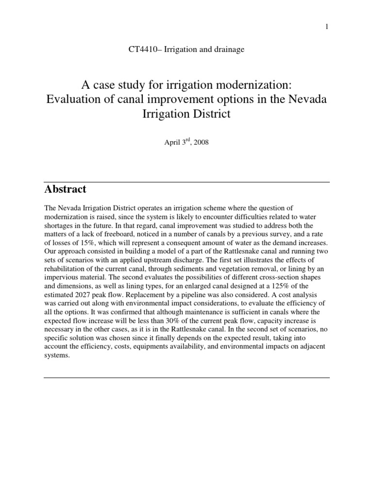 Final Paper - Irrigation and Drainage - Theoclea Swiech | PDF | Water ...