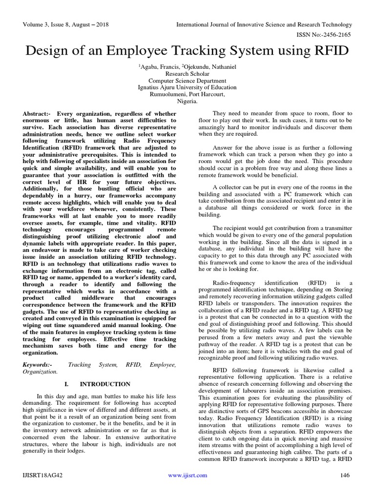 Design of An Employee Tracking System Using RFID | PDF | Radio ...
