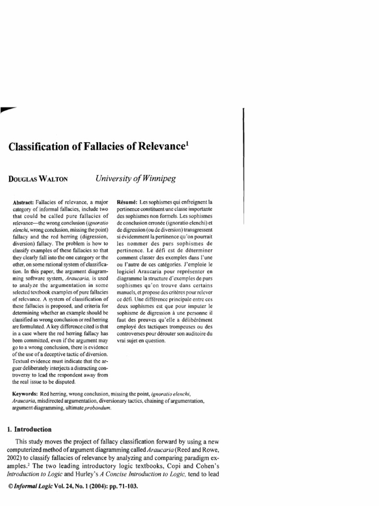 Classification of Fallacies of Relevance! | PDF | Fallacy | Argument