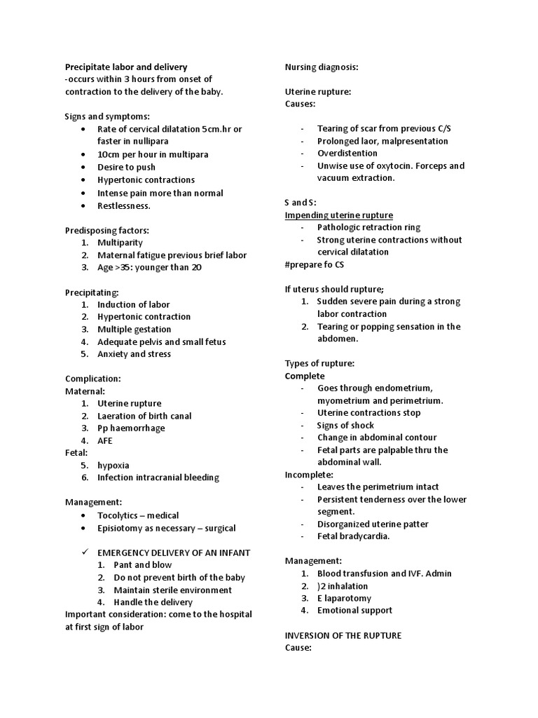 Precipitate Labor and Delivery | PDF | Uterus | Childbirth