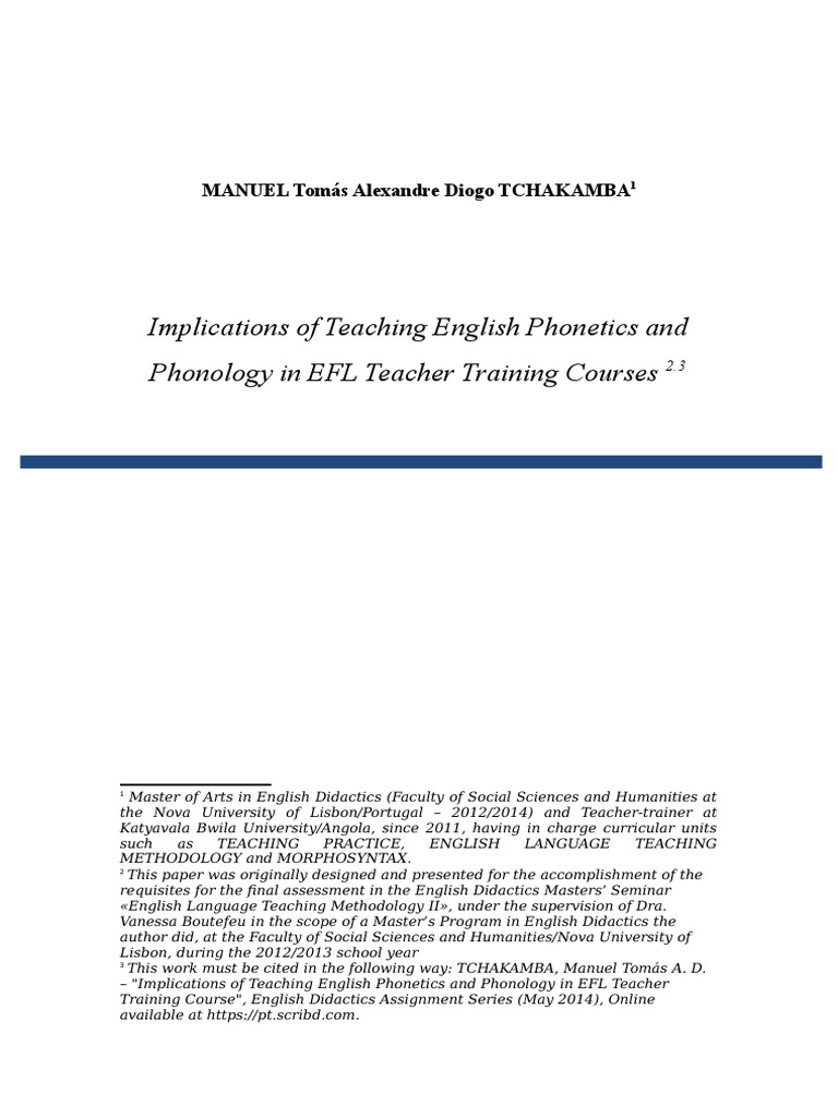 Implications of Teaching English Phonetics and Phonology in EFL Teacher ...