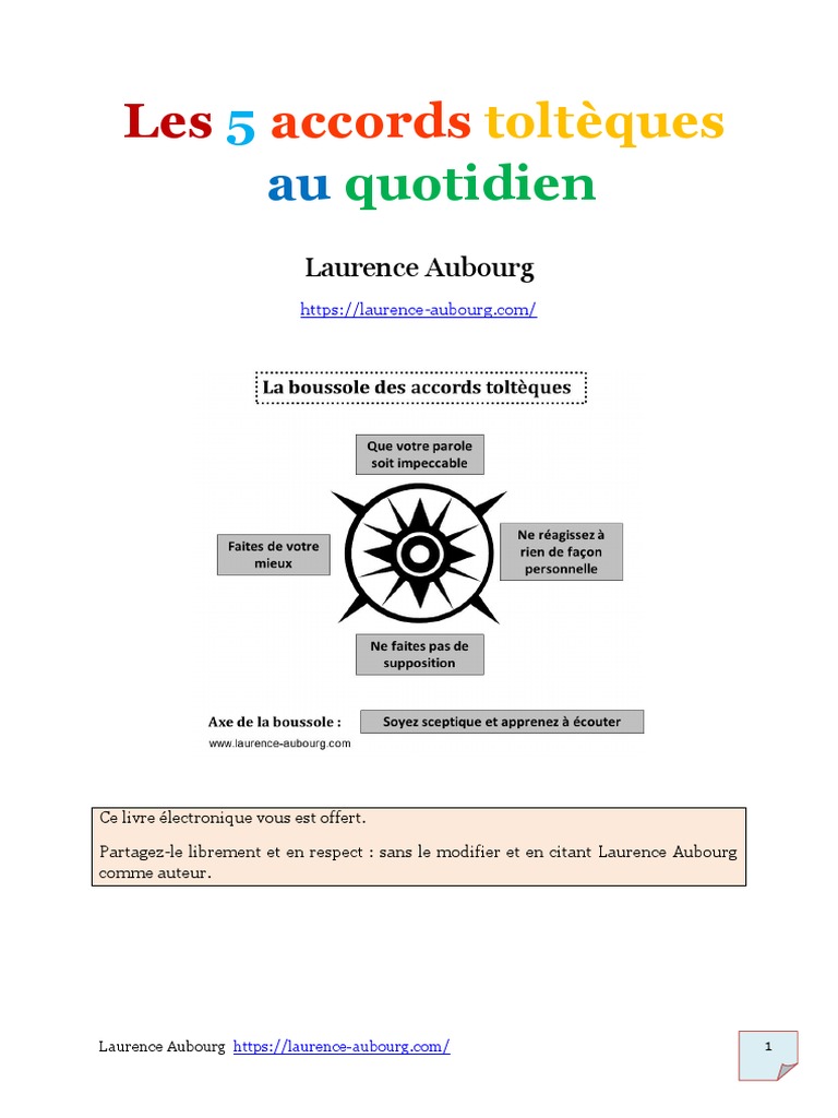 Les 5 Accords Tolteques Au Quotidien | PDF | Vérité | Conscience