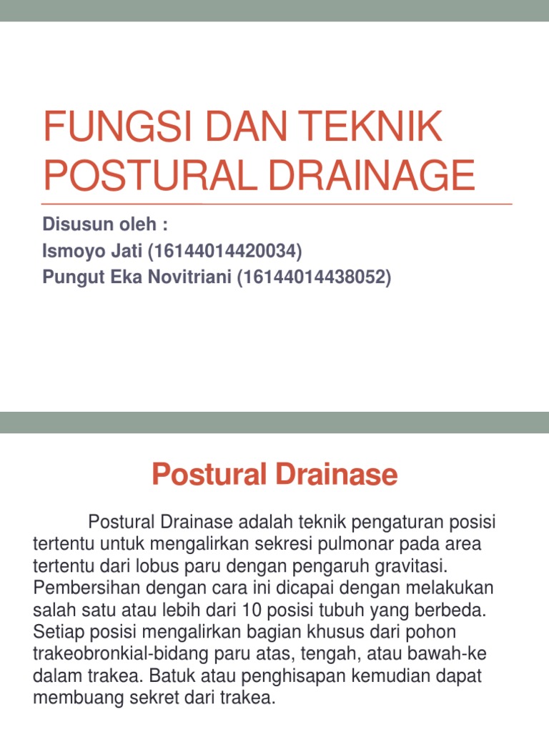 Fungsi Dan Teknik Postural Drainage | PDF