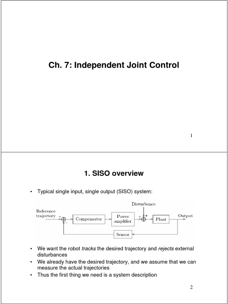 Ch. 7: Independent Joint Control: 1. SISO Overview | PDF | Control ...