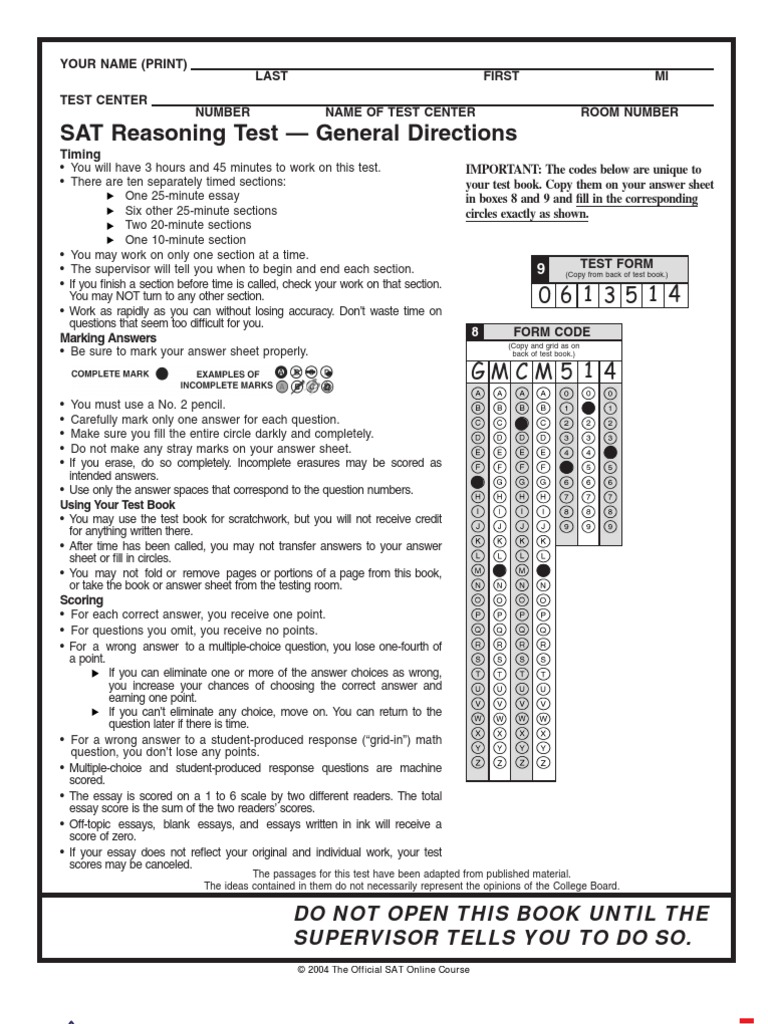 Practice Test 8 | PDF | Multiple Choice | Sat