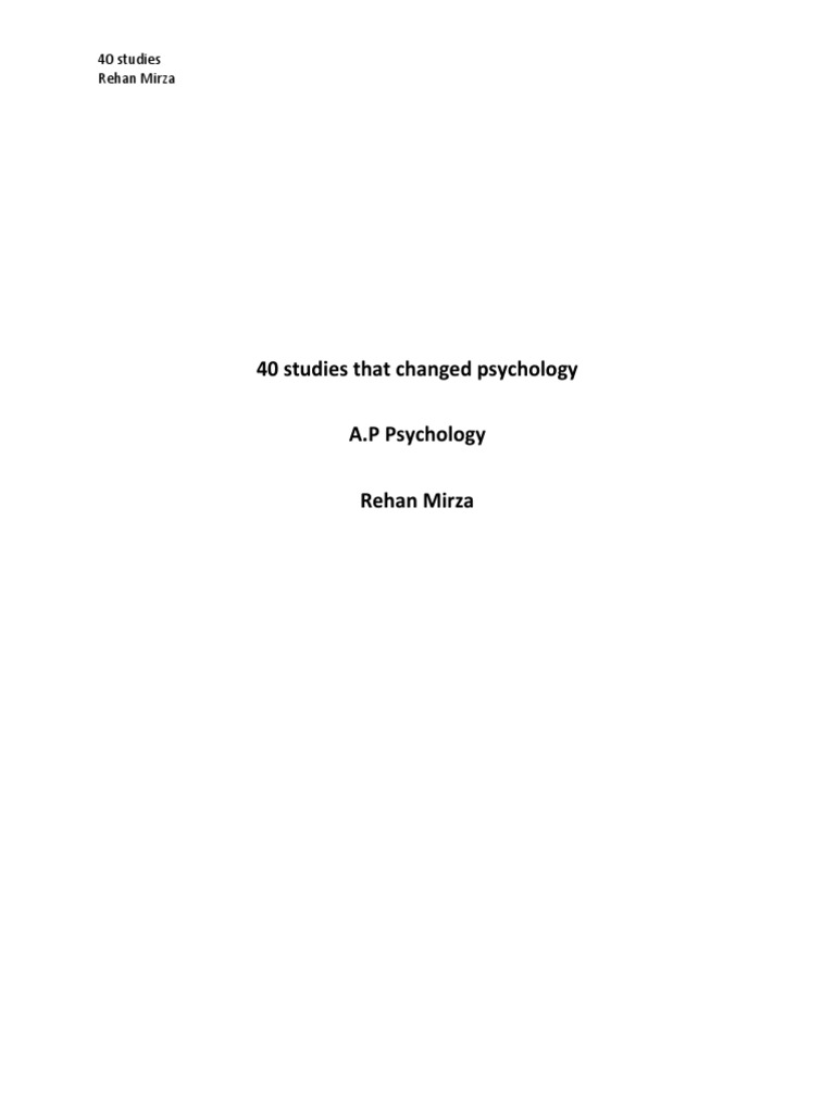 Key Insights from 40 Psychology Studies | PDF | Lateralization Of Brain ...