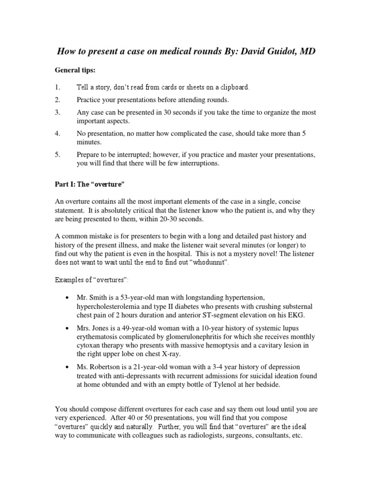 How to Present a Medical Case: A Guide to Creating Concise and ...