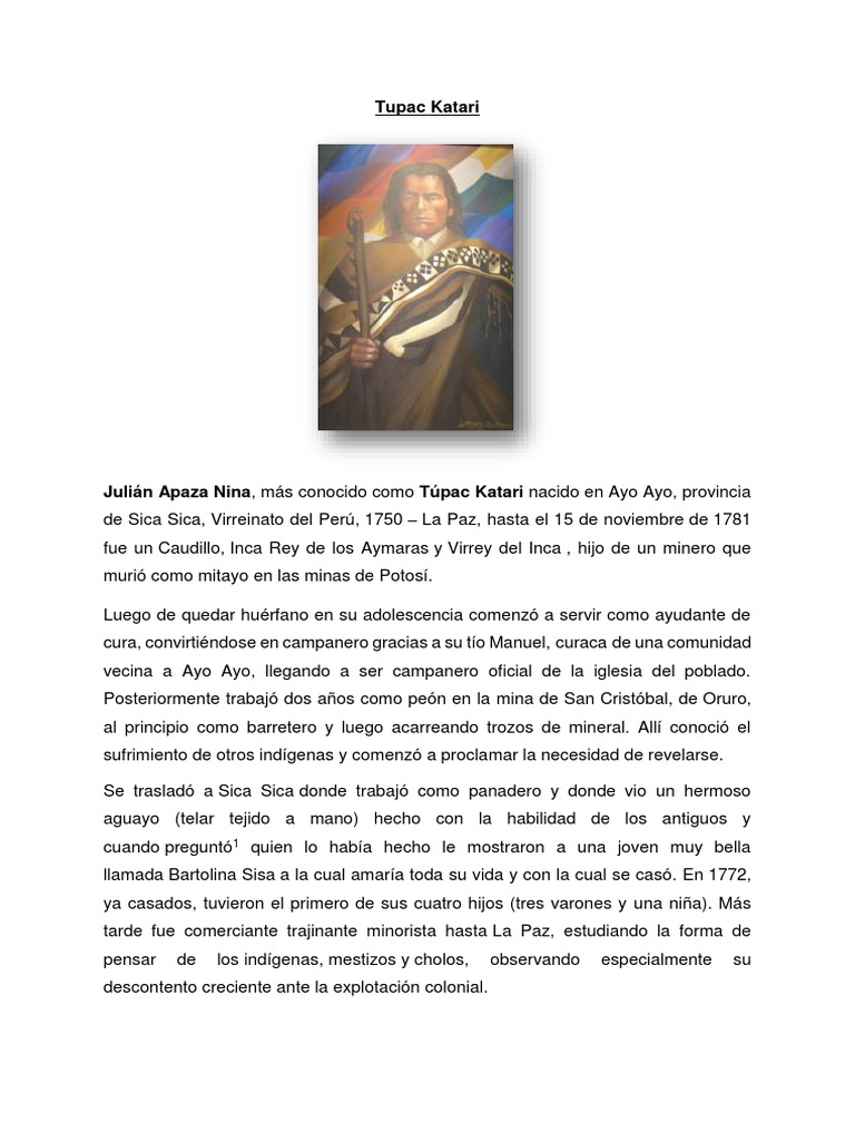 Tupac Katari | PDF | America latina | América del Sur