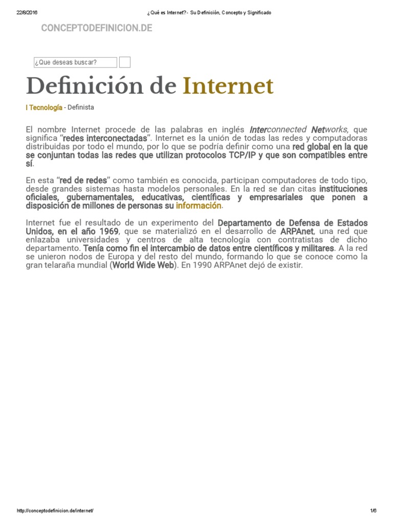 ¿Qué Es Internet - Su Definición, Concepto y Significado | PDF ...
