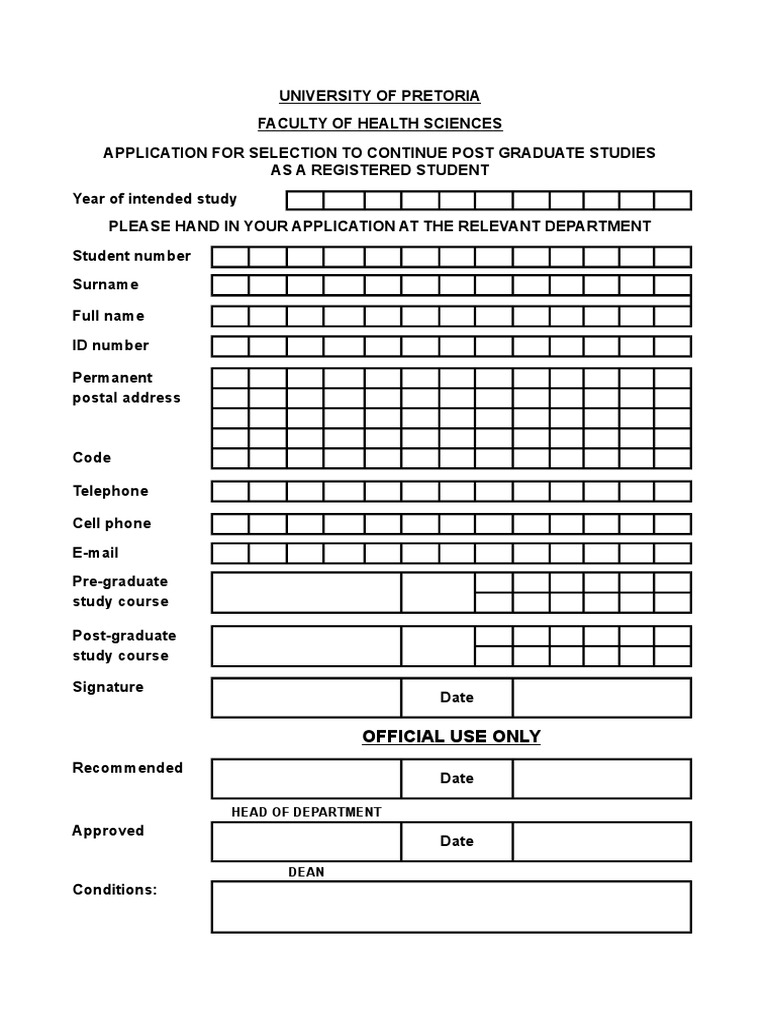 University of Pretoria Postgraduate Application | PDF | Communication ...