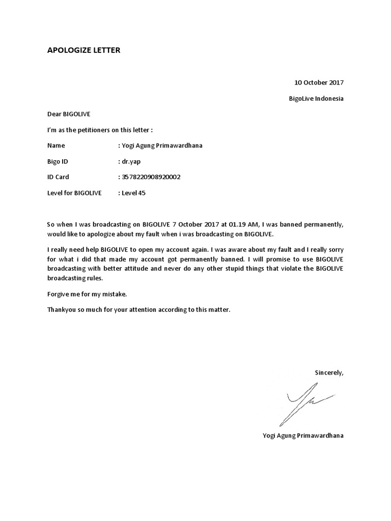 Apologize Letter | PDF