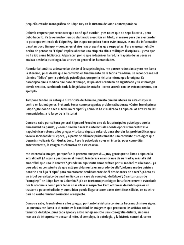 Iconografía de Edipo Rey en el Arte Contemporáneo | PDF | Complejo de ...