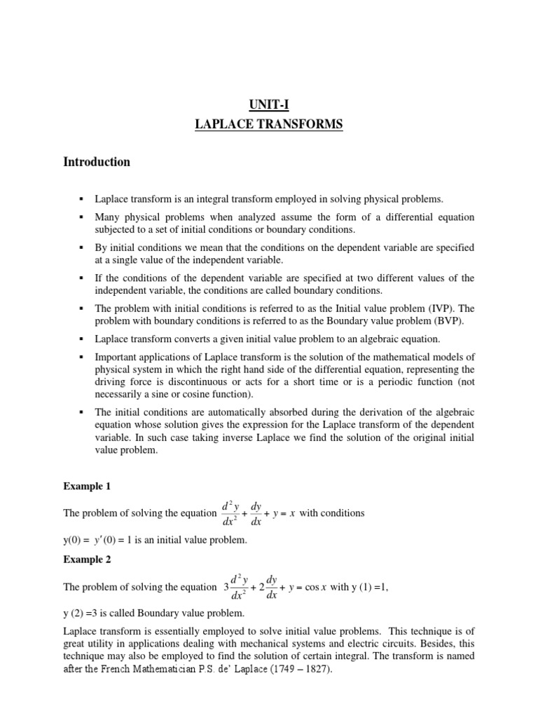 Laplace and Inverse Transforms | PDF | Boundary Value Problem | Equations