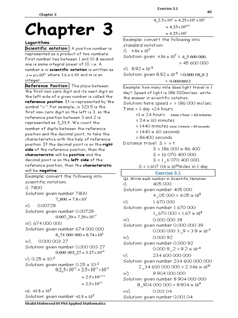 KPK 9th Maths ch03 | PDF | Logarithm | Numbers