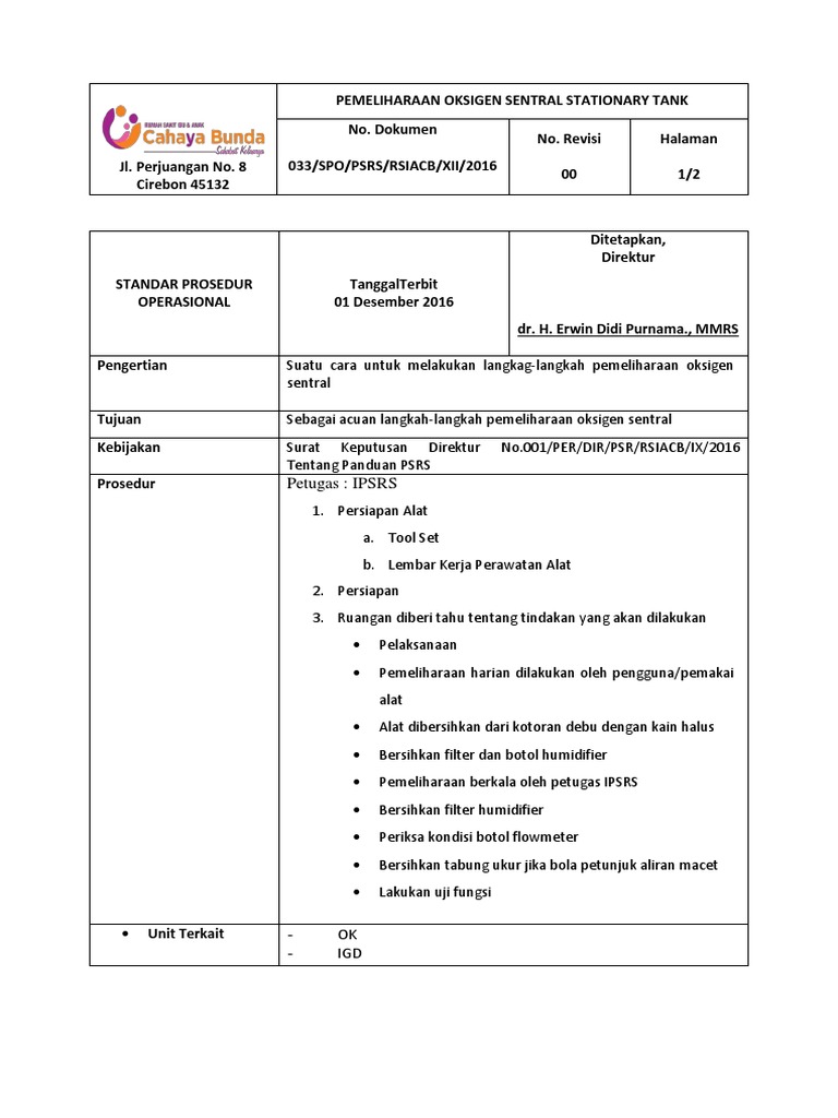 Spo Oksigen Sentral | PDF