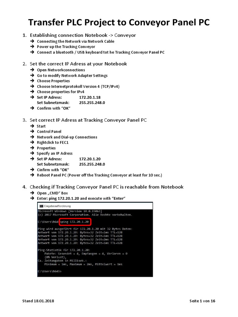 PLC Project Transfer Guide for Conveyor PC | PDF | Ip Address ...