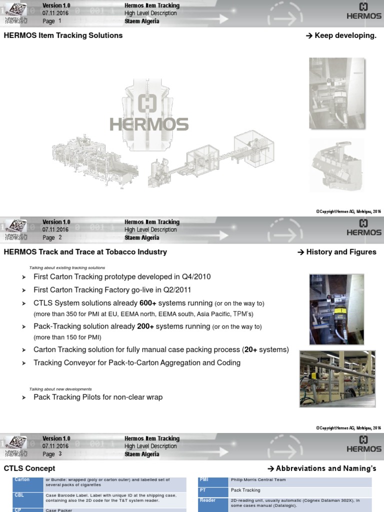 01 HERMOS CTLS Peribox TrackingConveyor Presentation | PDF | Camera ...