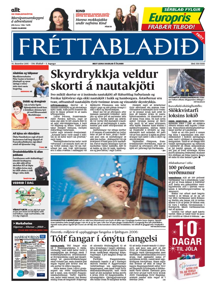 Fréttablaðið The Icelandic Newspaper With The Largest Circulation 14/12 ...