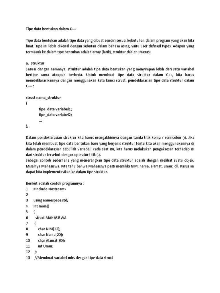 Tipe Data Bentukan | PDF Tipe Data Bentukan | PDF