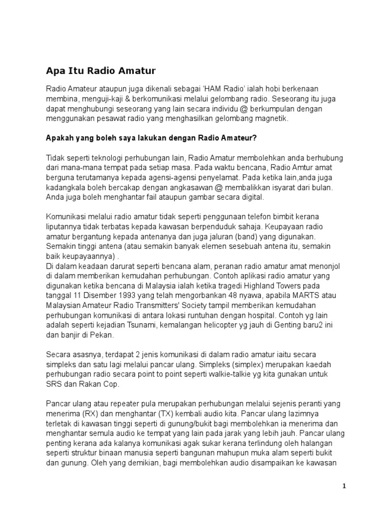 Apa Itu Radio Amatur | PDF