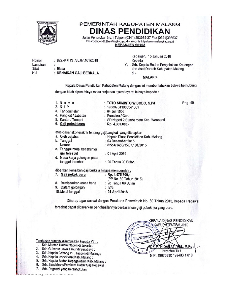 SK Kenaikan Gaji Berkala-195807041985041001 | PDF