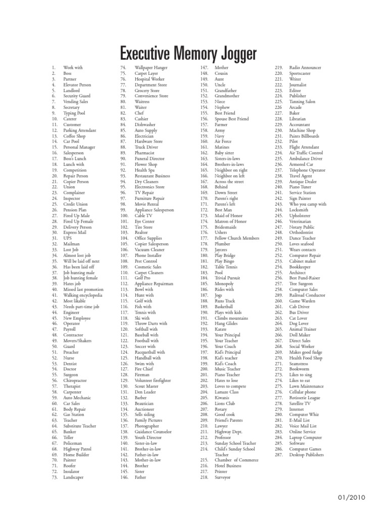 Memory Jogger Prospect List Template | PDF | Business