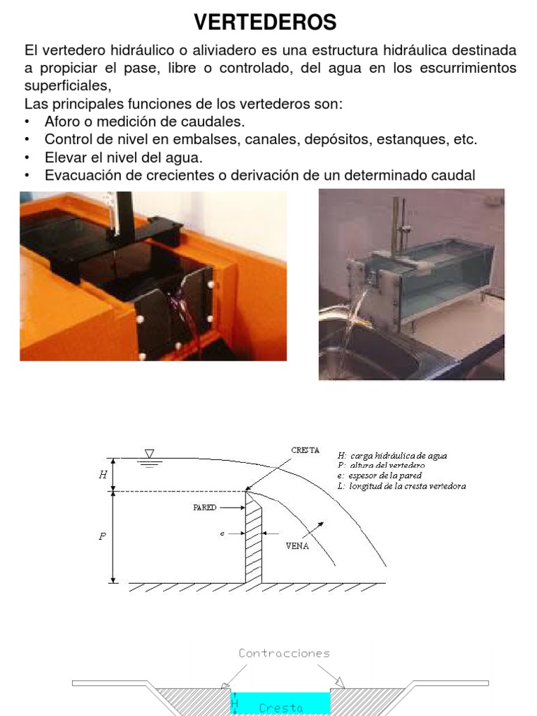 Tipos y Funciones de Vertederos Hidráulicos | PDF | Descarga ...