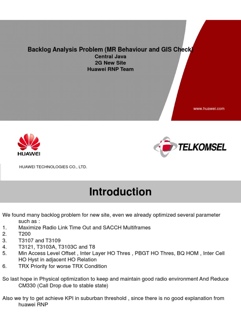Backlog Analysis Problem (MR Behaviour and GIS Check) : Central Java 2G ...