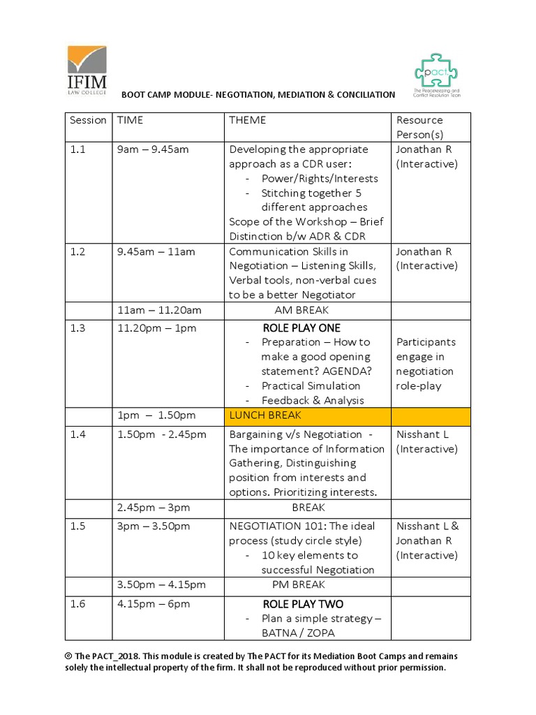 Boot Camp Module-Negotiation, Mediation & Conciliation | Download Free ...